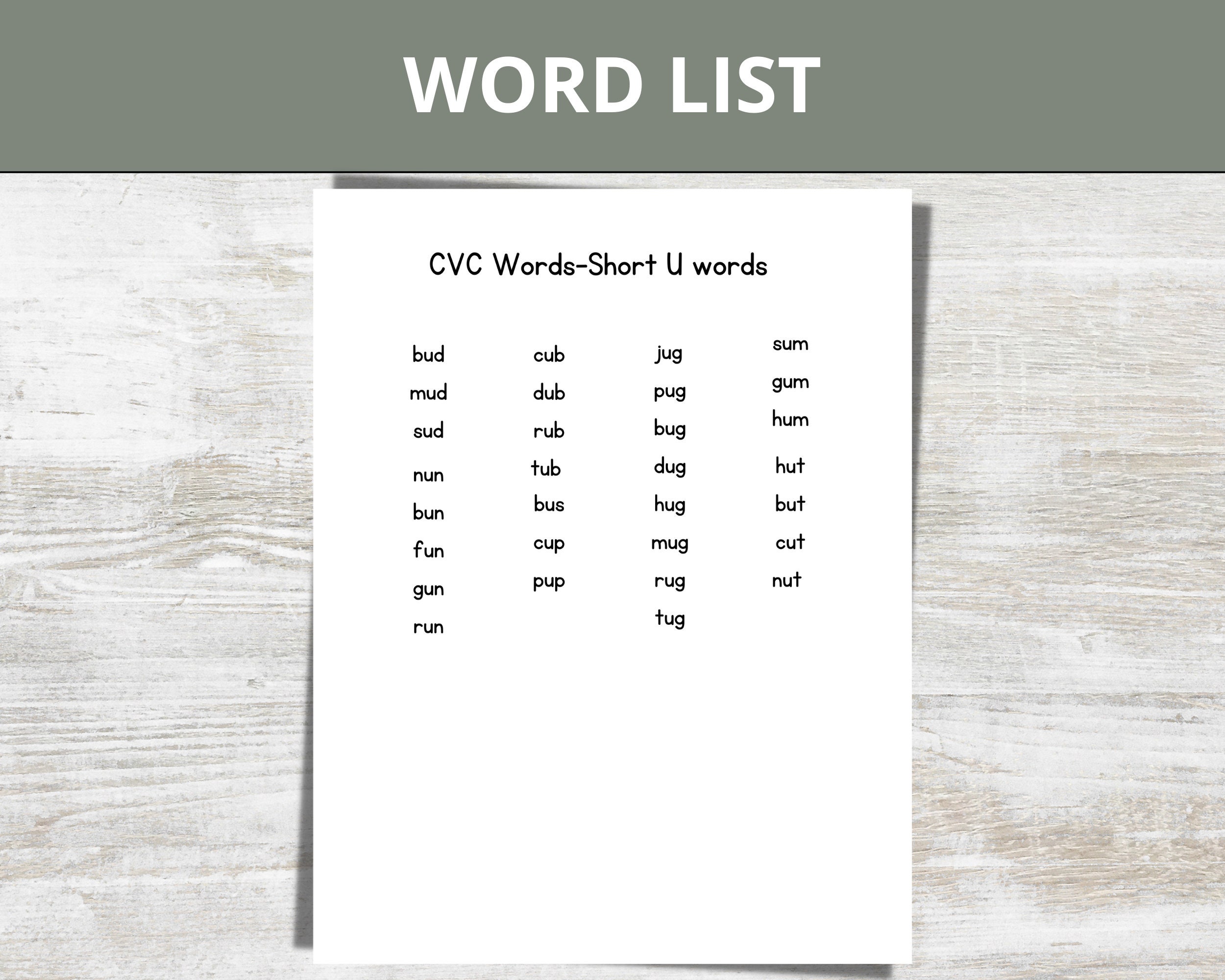 15 Pages of Short u CVC Words Worksheets for Kindergarten CVC Words ...