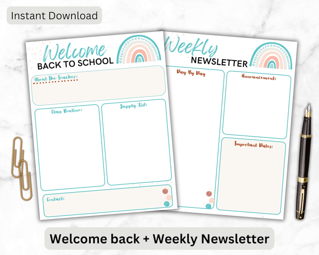 Welcome Back to School Meet the Teacher Weekly Newsletter Teacher ...