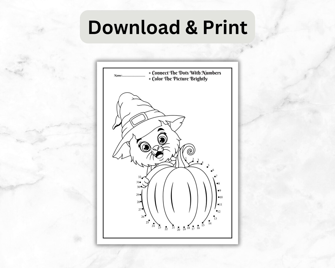 30 Halloween Connect the Dot Number Dot Halloween Activity for Kid ...