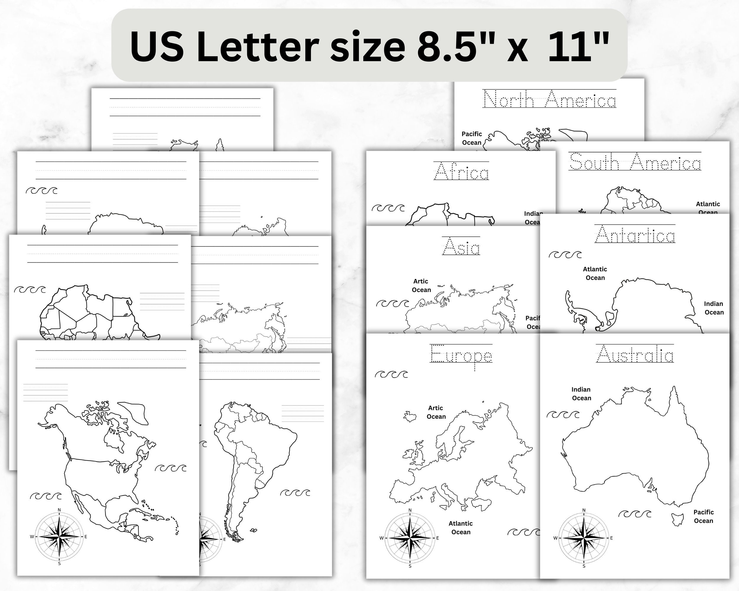 7 Continent and 4 Ocean Geography Learning Map Location Continent ...