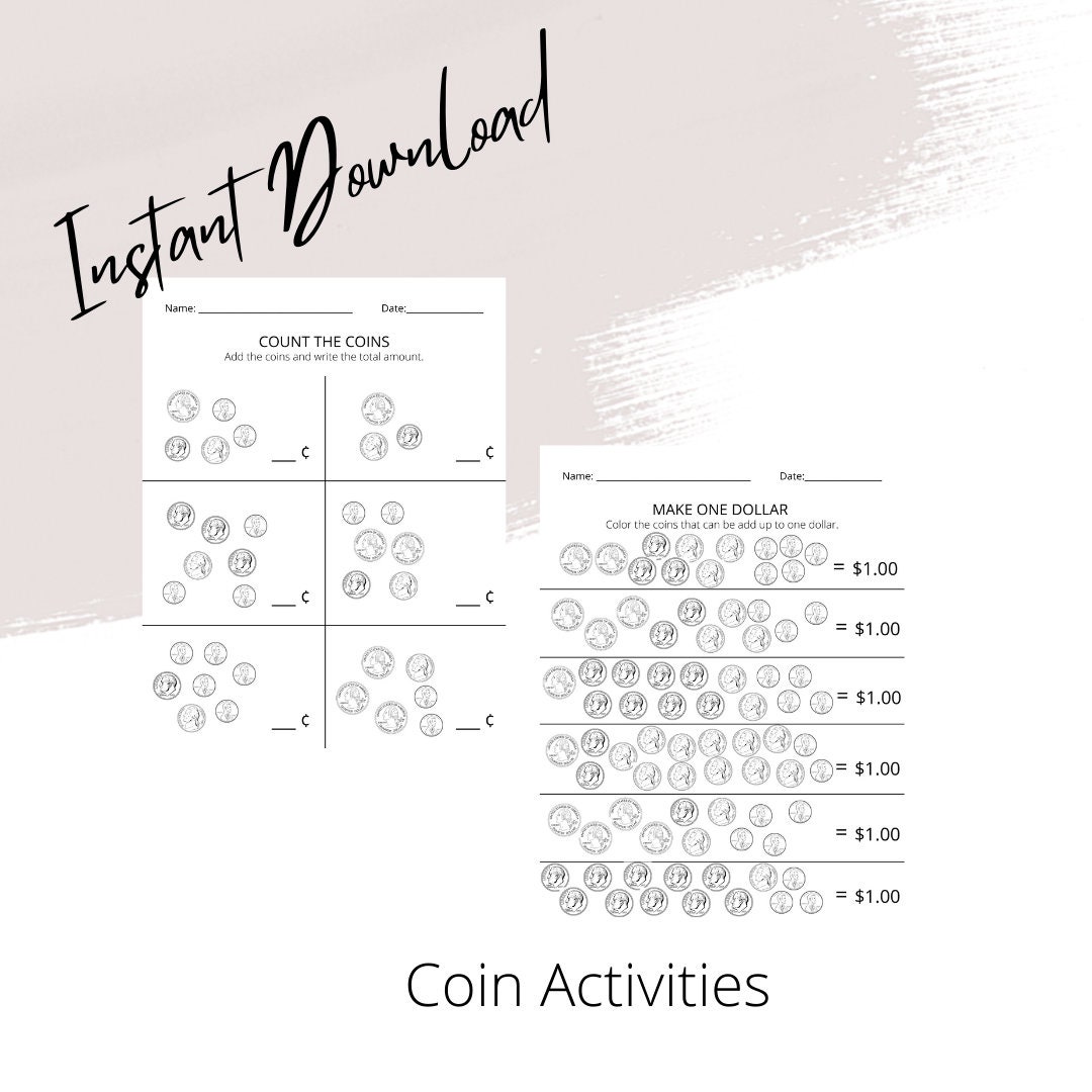 Math Montessori Printables Worksheets for Toddler, Money Coin Math ...