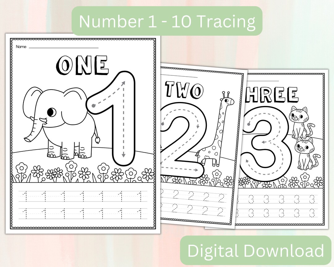 Number Tracing Worksheet | Preschool Toddler Number Printable ...