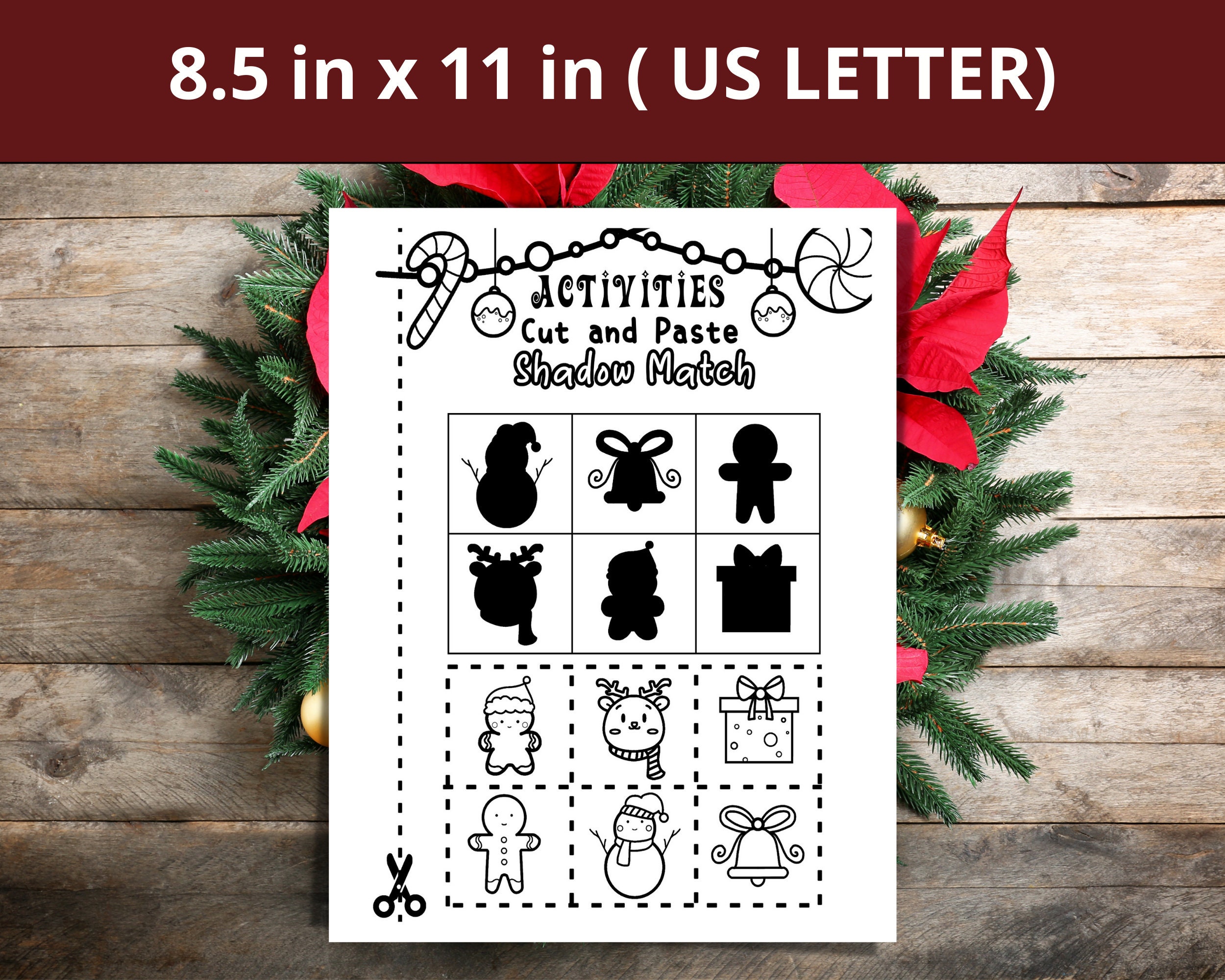 10 Christmas Cut and Paste Activity Pages | Christmas Worksheet ...