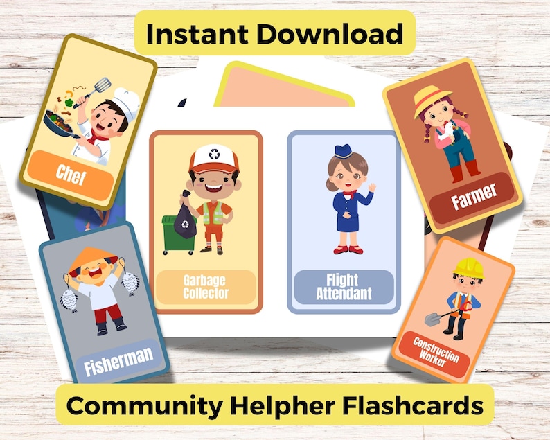 Community Helpers Flashcards for Kids | Printable Learning Cards for ...