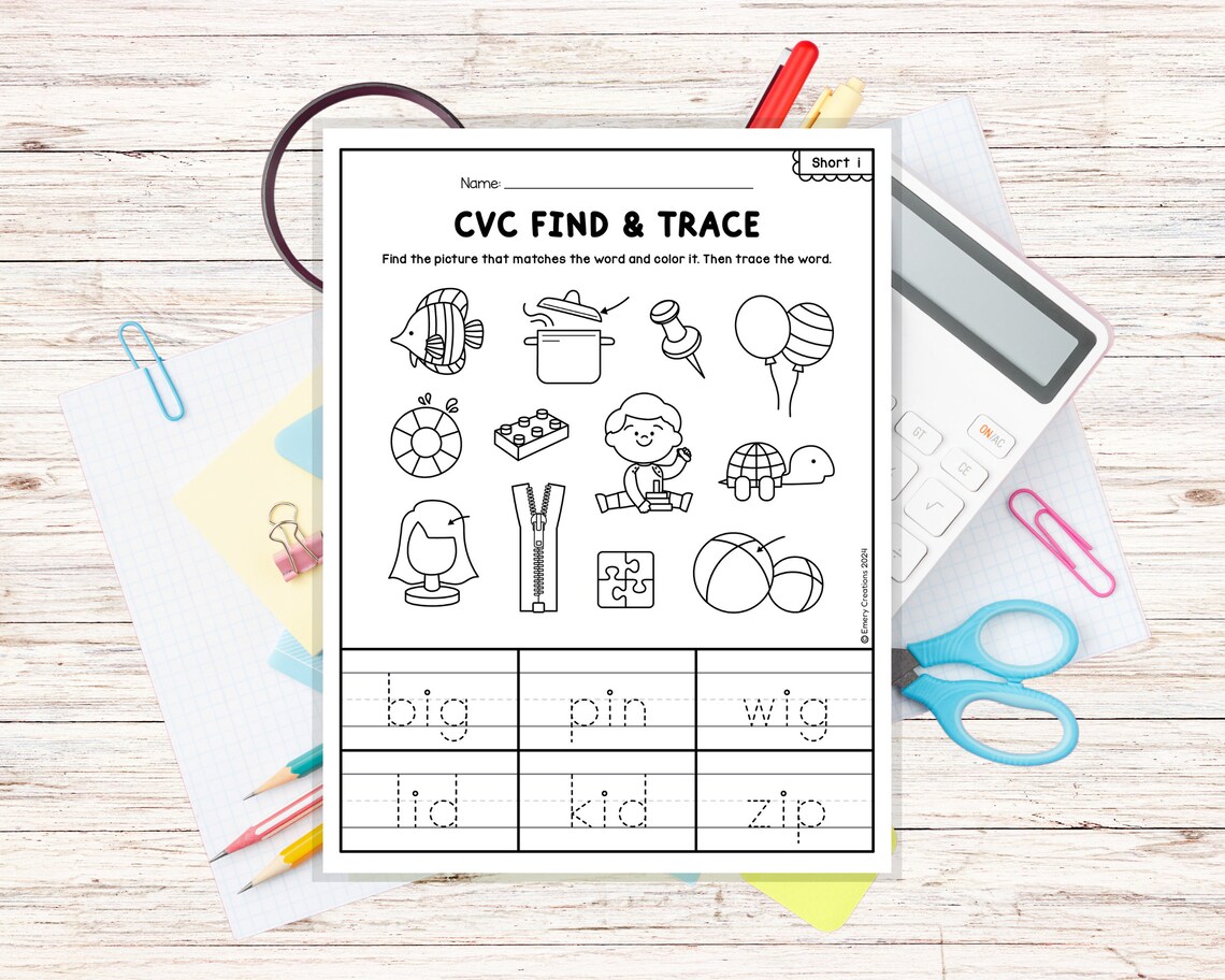 CVC Words Find and Trace Activity Printable 1st Grade Worksheets ...