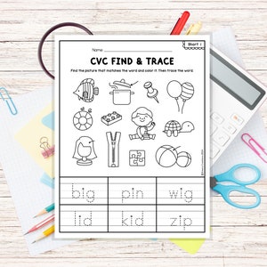 CVC Words Find and Trace Activity Printable 1st Grade Worksheets ...