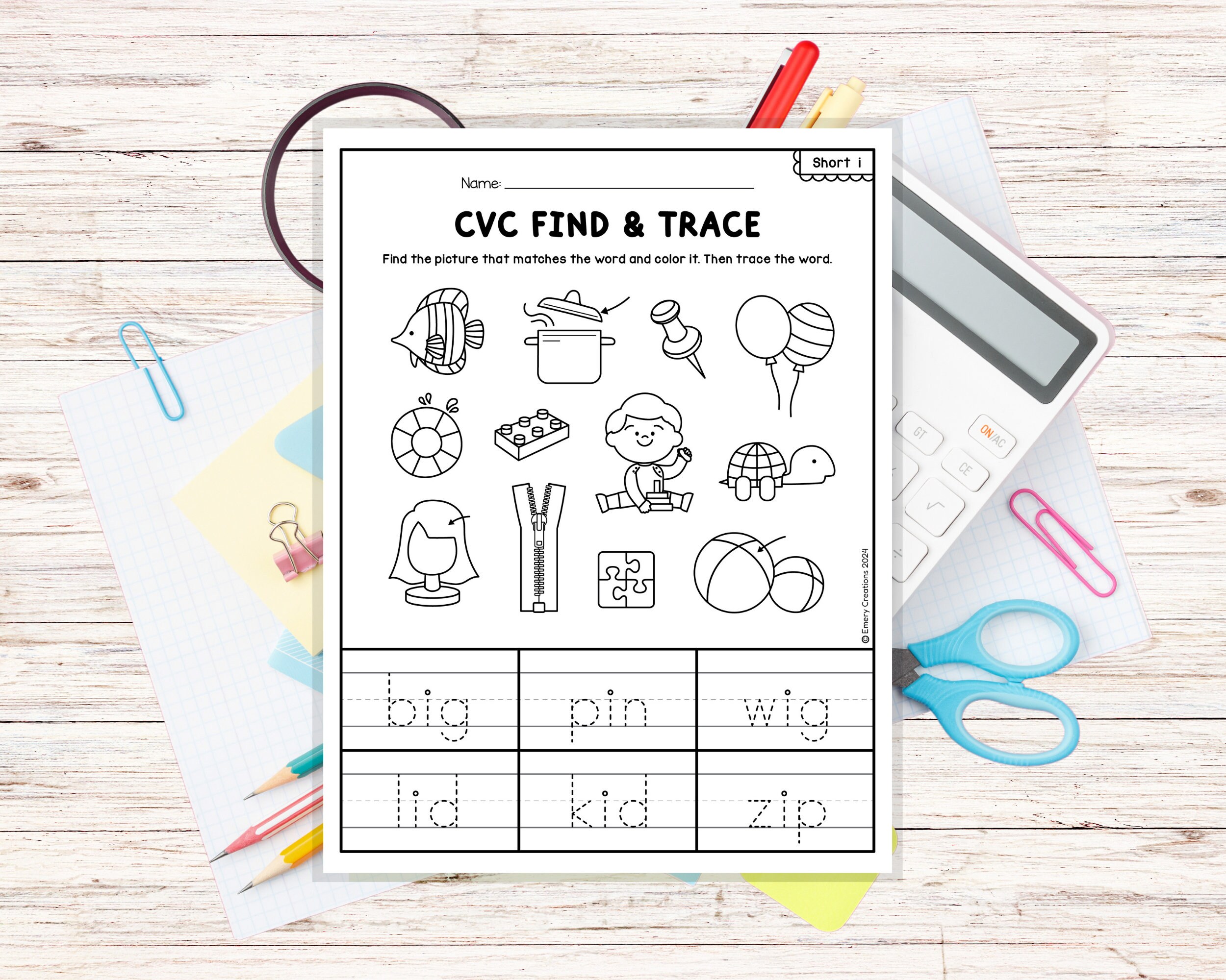 CVC Words Find and Trace Printable | Elementary Worksheets (digital ...