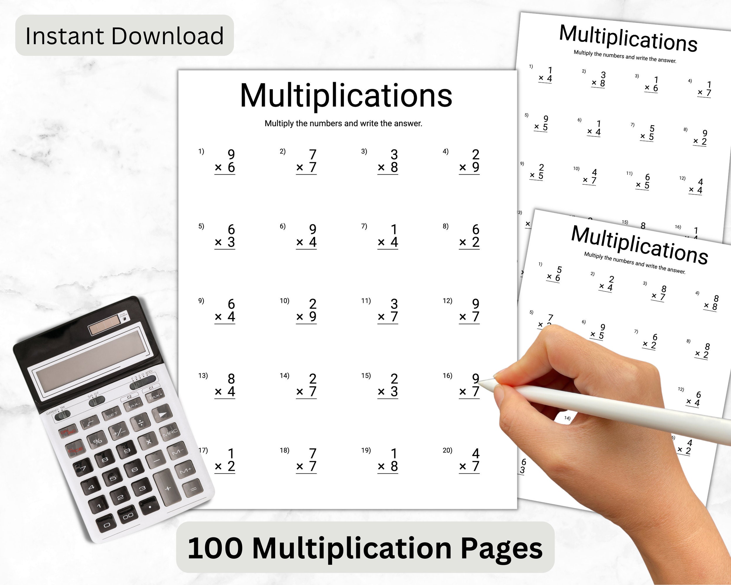 100 Pages of Multiplication Practice Time Table Math for 1st Grader ...