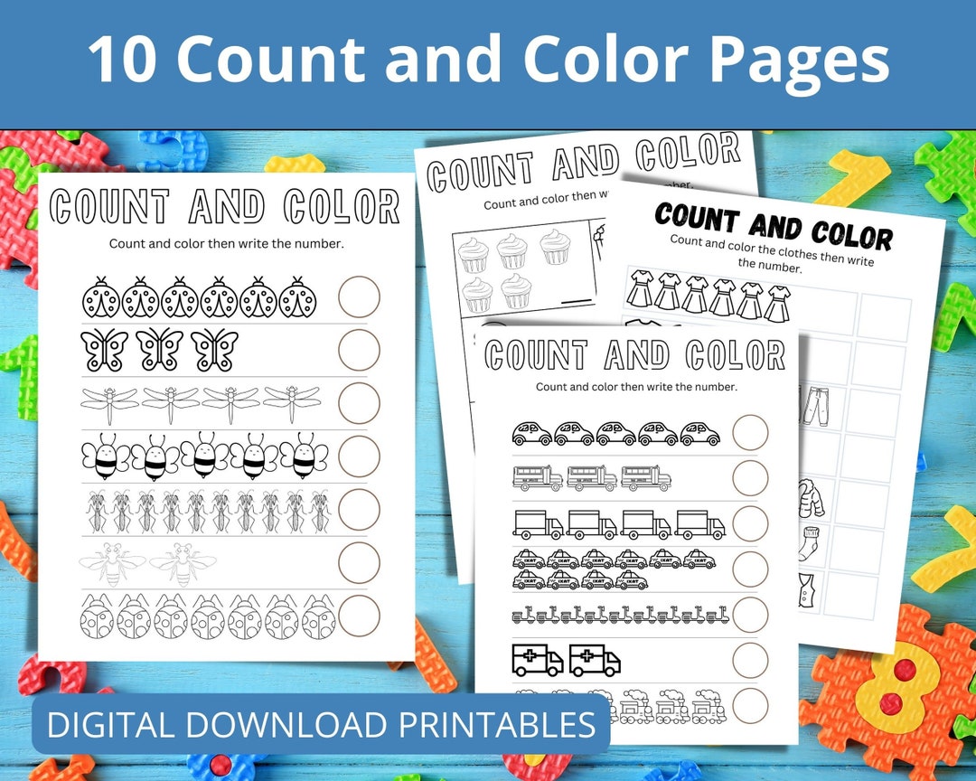 Preschool Math Number Worksheet, Counting and Color Worksheets, From 1 ...
