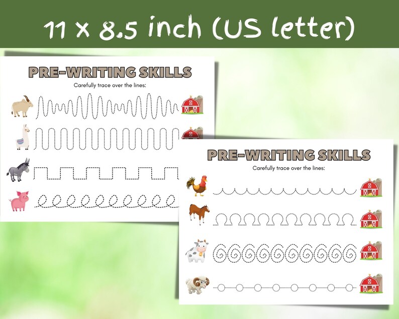 Farm Animal Tracing Worksheet, Motor Skills Activity (digital Printable ...