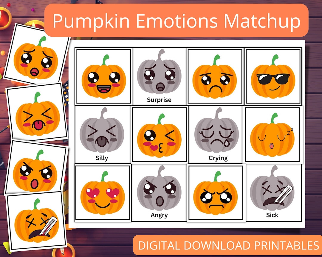Pumpkin Emotions Matching Game: Montessori Worksheets (digital Download ...