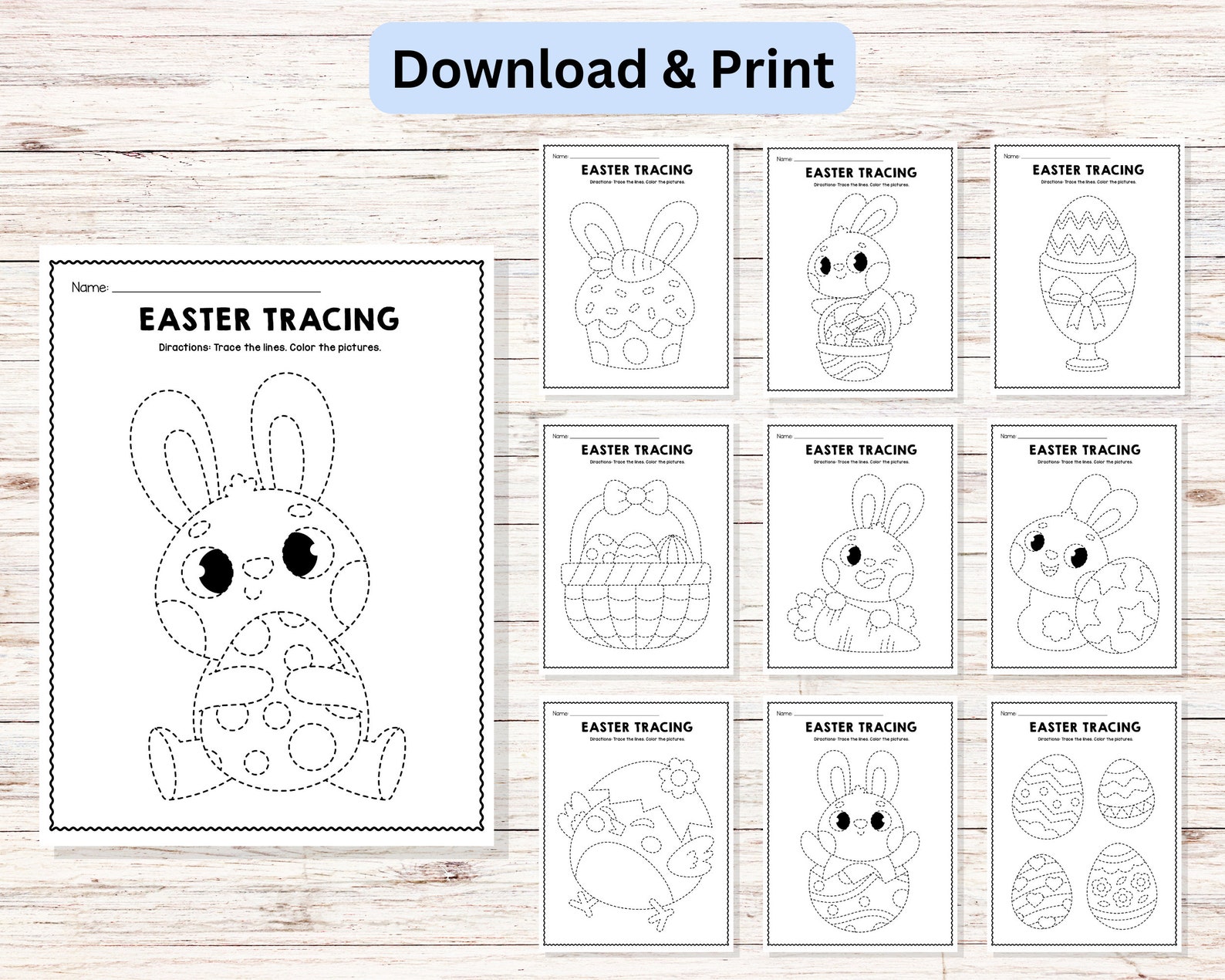 Easter Tracing Worksheet | Toddler Motor Skill Practice (digital ...
