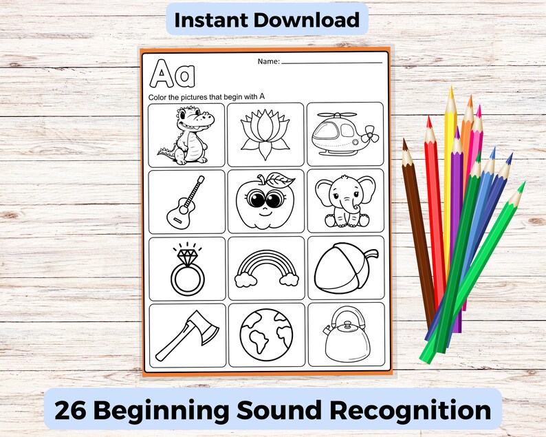 Alphabet Beginning Letter Sound Recognition Coloring Printable ...