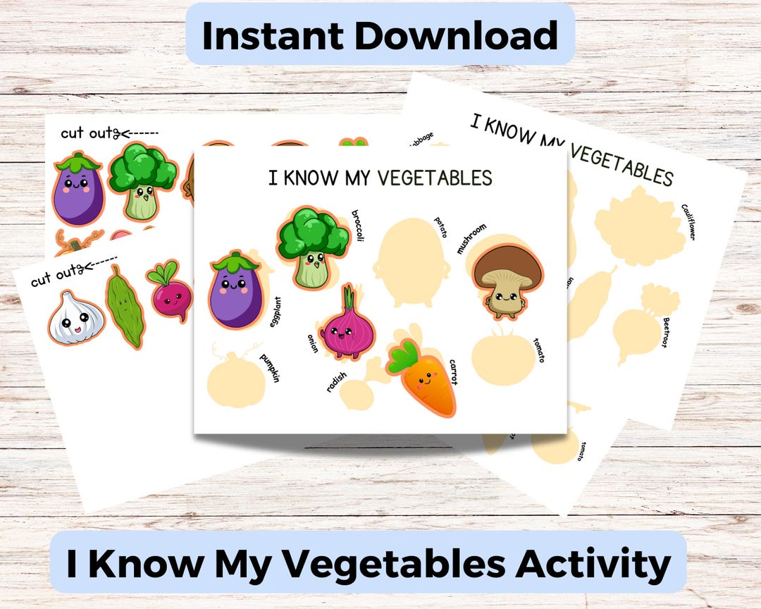I Know My Vegetables! | Printable Matching Activity for Kids - Etsy