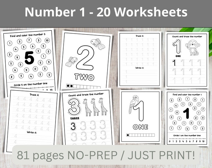 Numbers 1 - 20 Tally Marks Printable Worksheet Kindergarten Homeschool ...