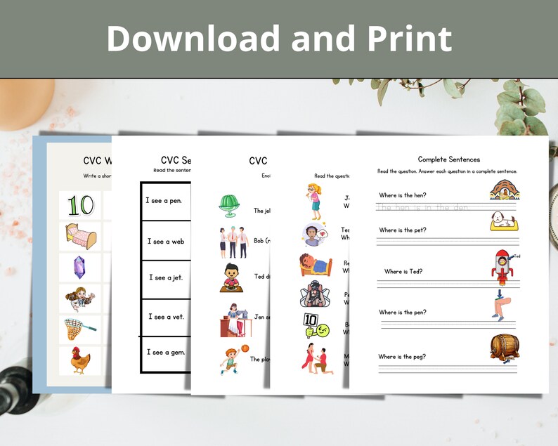 15 Pages of Short e CVC Words Worksheets for Kindergarten CVC Words ...