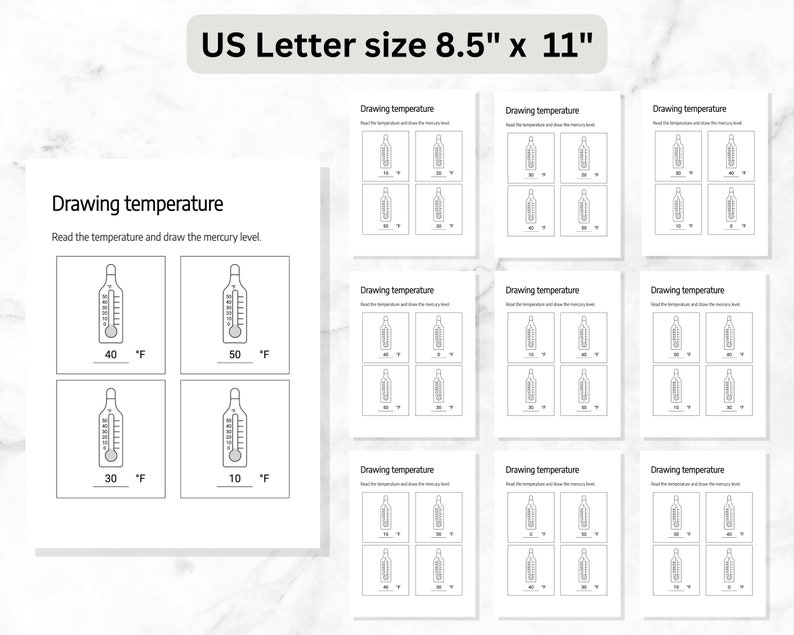 Fahrenheit Practice Worksheets | Thermometer Worksheets | Temperature ...