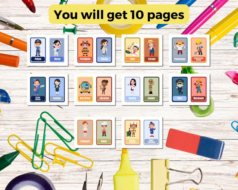 Community Helpers Flashcards for Kids | Printable Learning Cards for ...