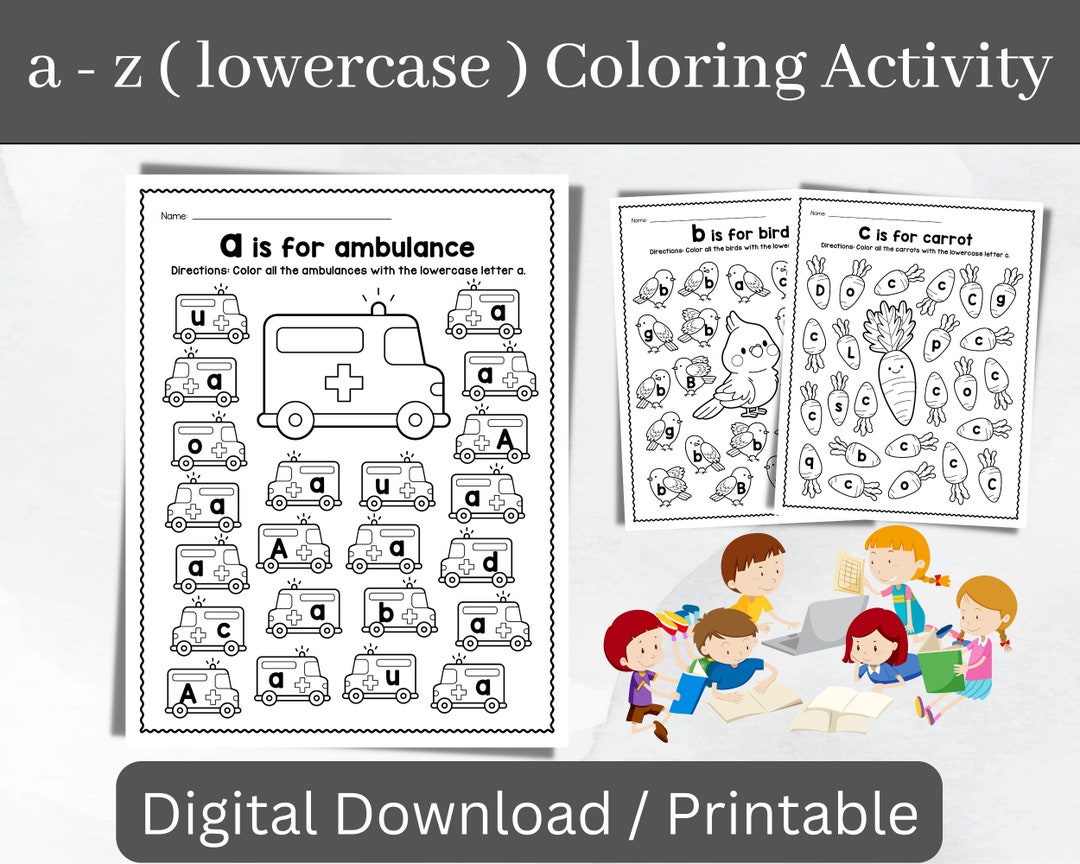 Alphabet Coloring Worksheets: A-Z Lowercase Activity (printable) - Etsy