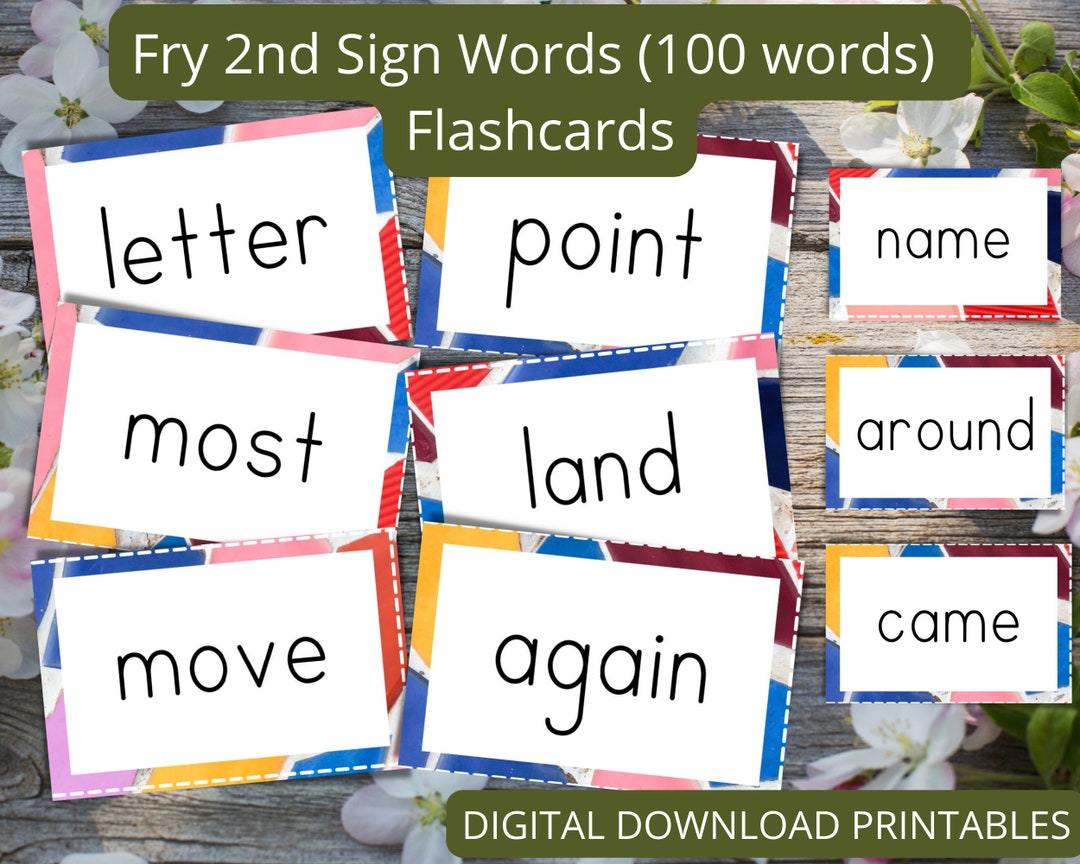 100 Fry's Sight Word Flashcards Digital Download | Kindergarten Sight ...