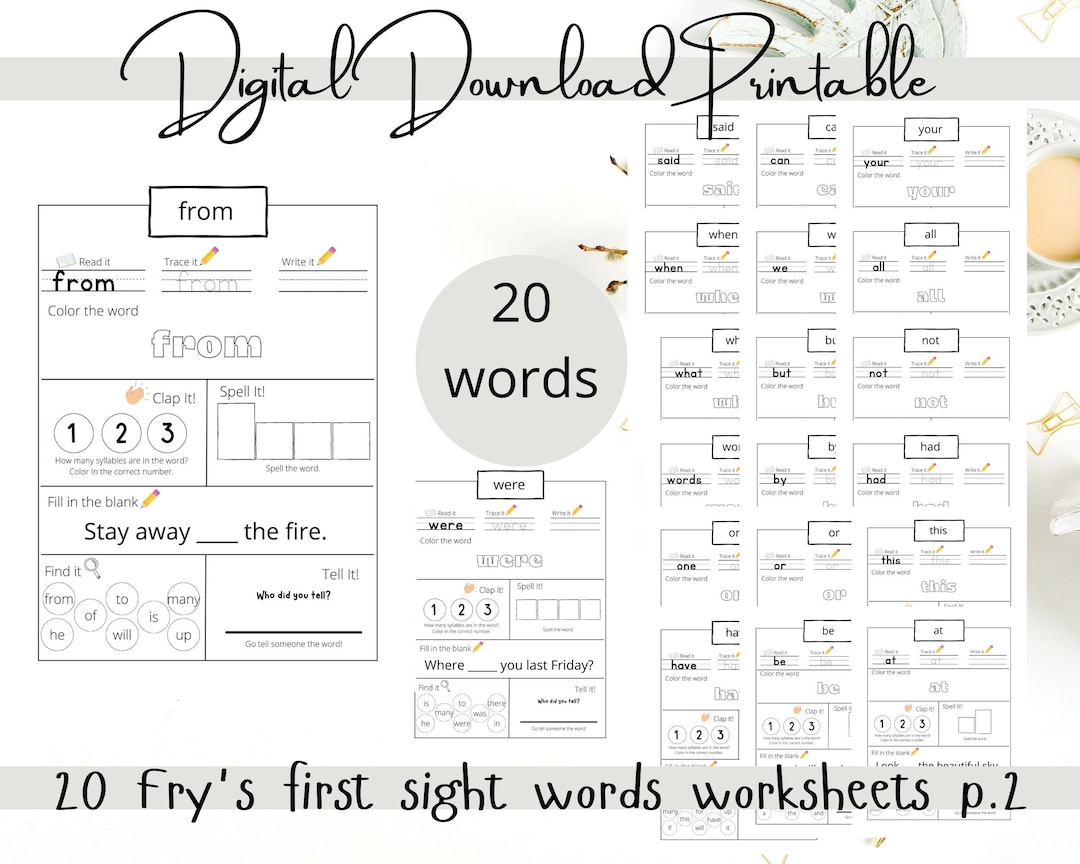 Sight Words for Toddler, 20 Sight Words Homeschool, Kindergarten ...