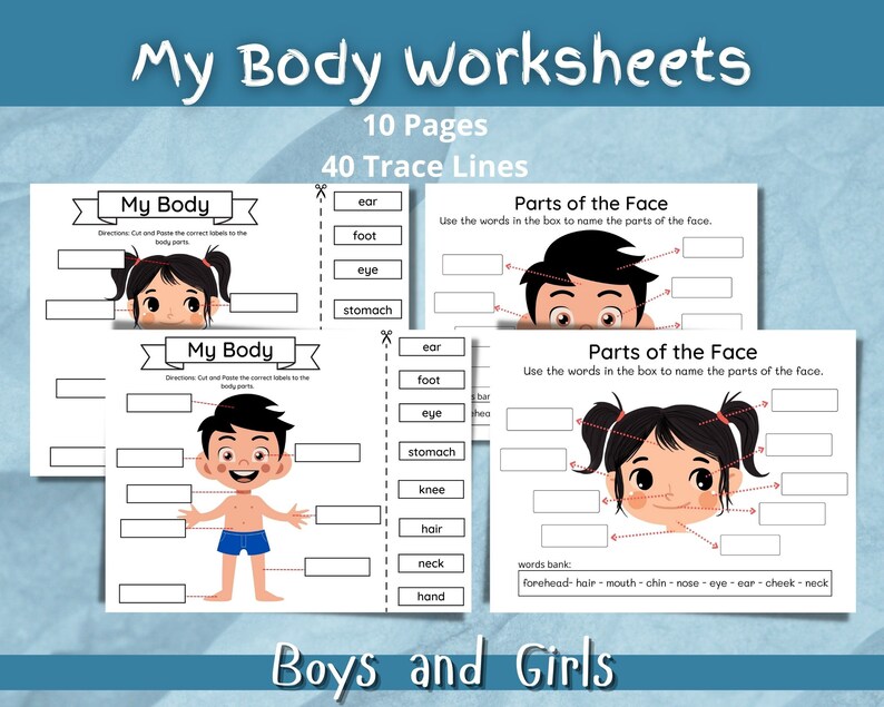 Body Parts Printable Activity: Matching Game & Worksheet (digital ...