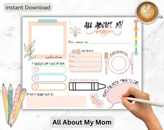 All About My Mom Printable, Mother's Day Craft, Mother's Day Coloring ...