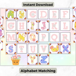 Flower Theme Alphabet Matching: Cut & Paste Activity (digital Download ...