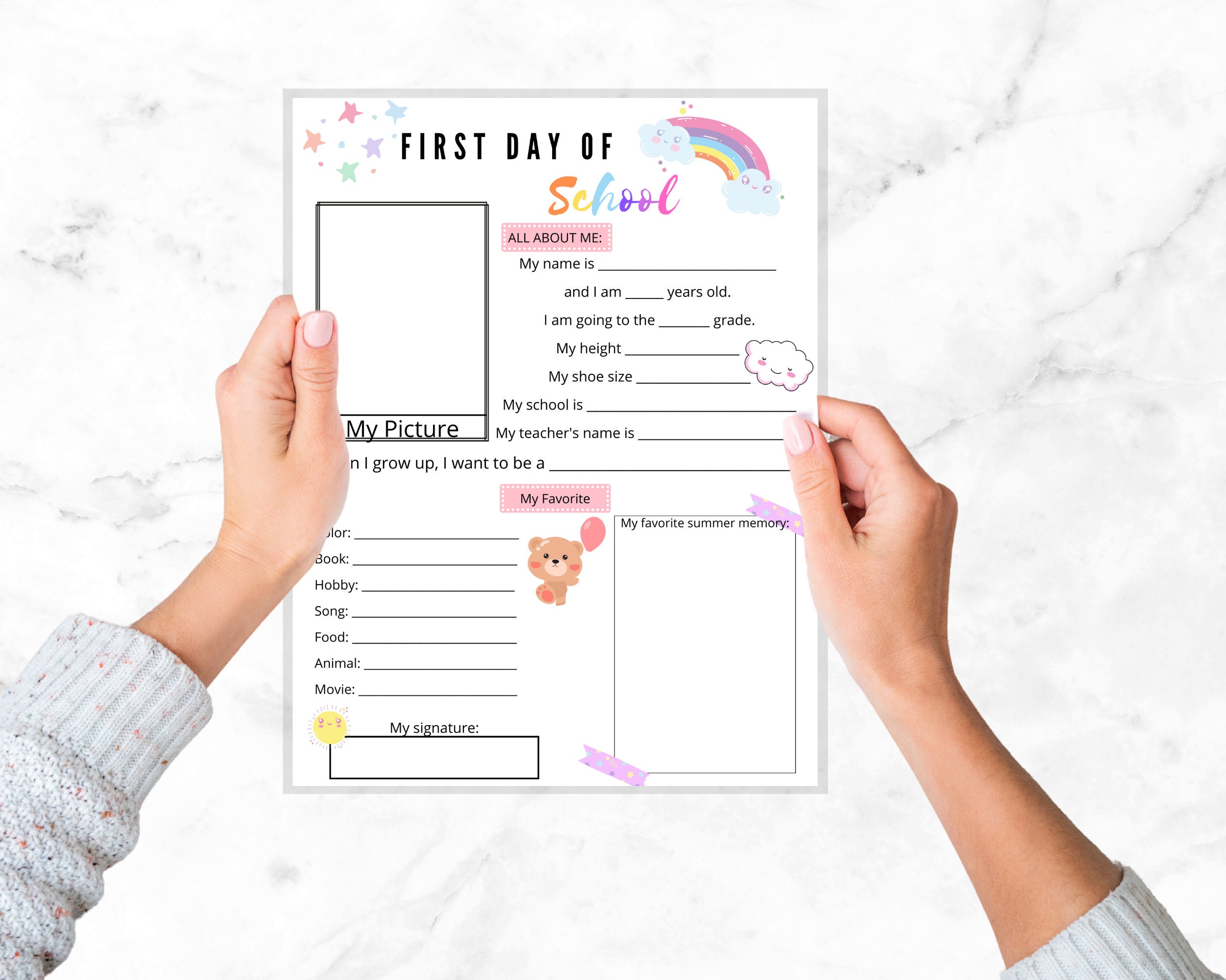 School Memory Keepsake: First & Last Day Interview (printable) - Etsy