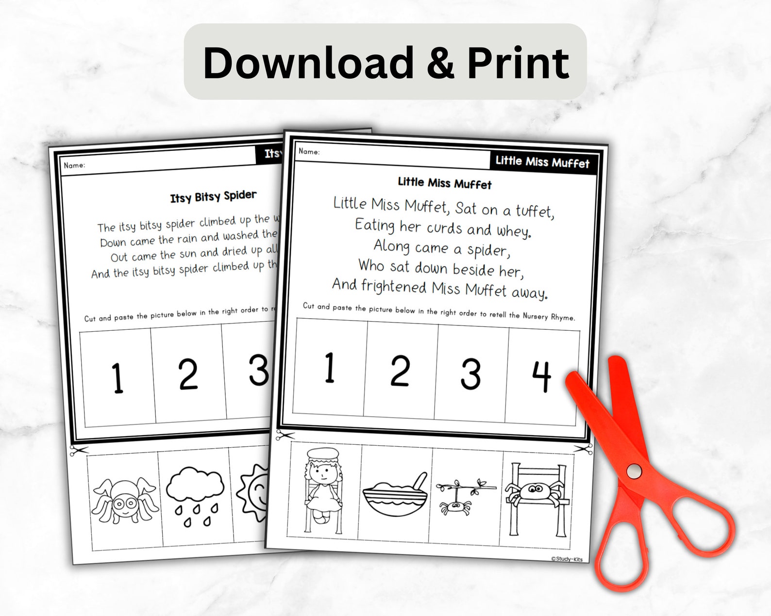 Nursery Rhyme Story Worksheet | Cut & Paste Nursery Rhyme Activity ...