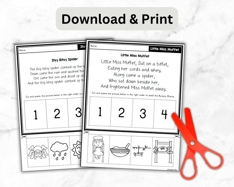 Nursery Rhyme Story Worksheet | Cut & Paste Nursery Rhyme Activity ...