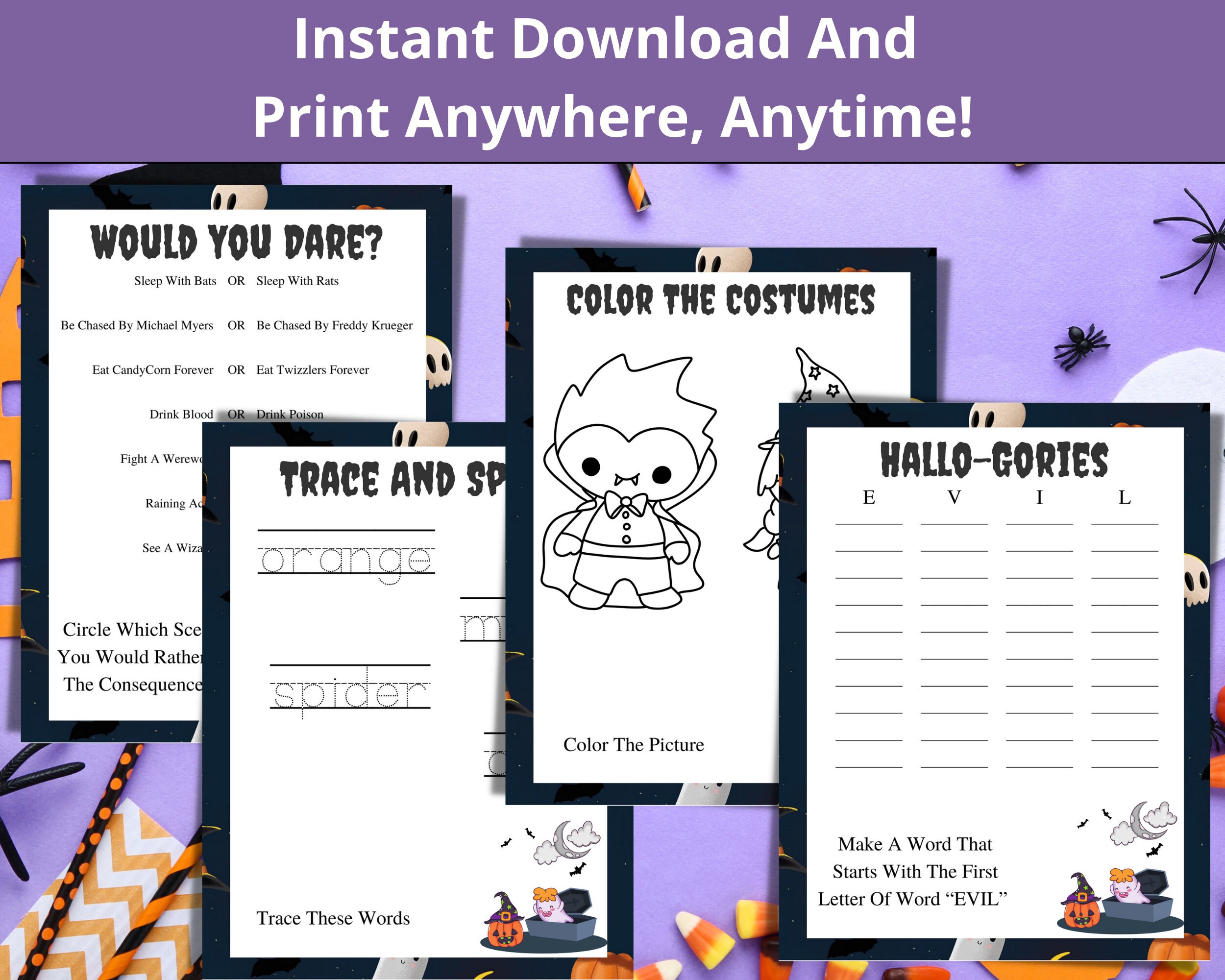 Halloween Activity Worksheets for Toddlers, Halloween Activity Book for ...