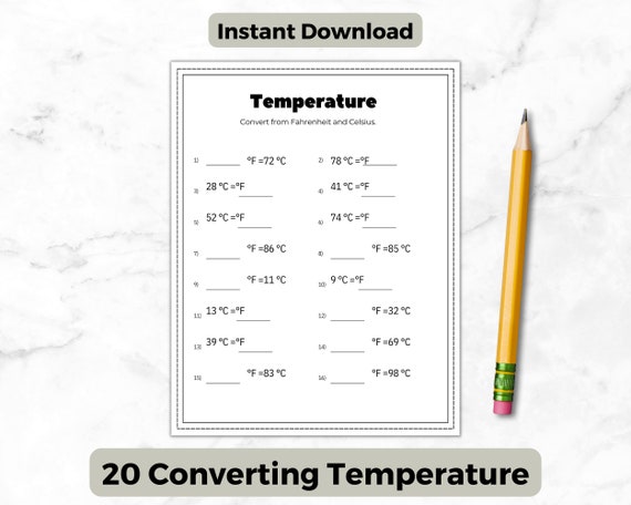 Worksheets Fill In The Temperature