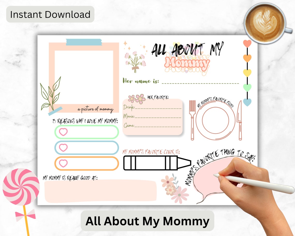 All About My Mommy Printable, Mother's Day Craft, Mother's Day Coloring ...