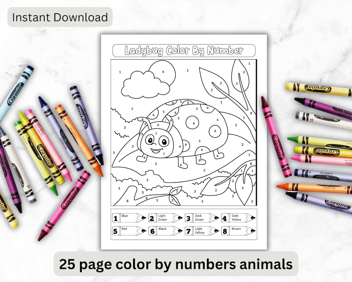 25 Animal Color by Number Worksheet Activity Worksheet for Toddler ...