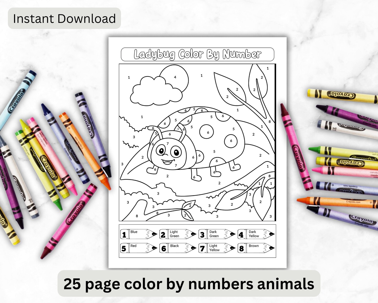25 Animal Color by Number Worksheet Activity Worksheet for Toddler ...