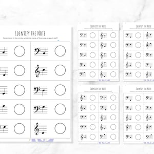 Music Notes Worksheets | Treble G and Bass F Clef Identify Music Note ...