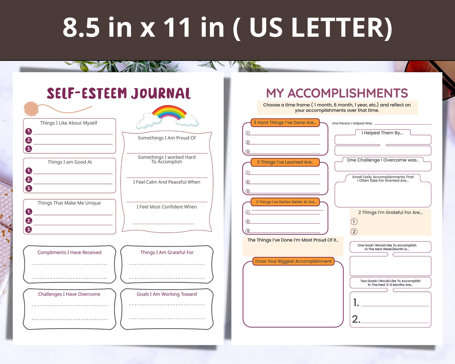 Daily Self-esteem Journal Printable Worksheet Child Therapy Counseling ...