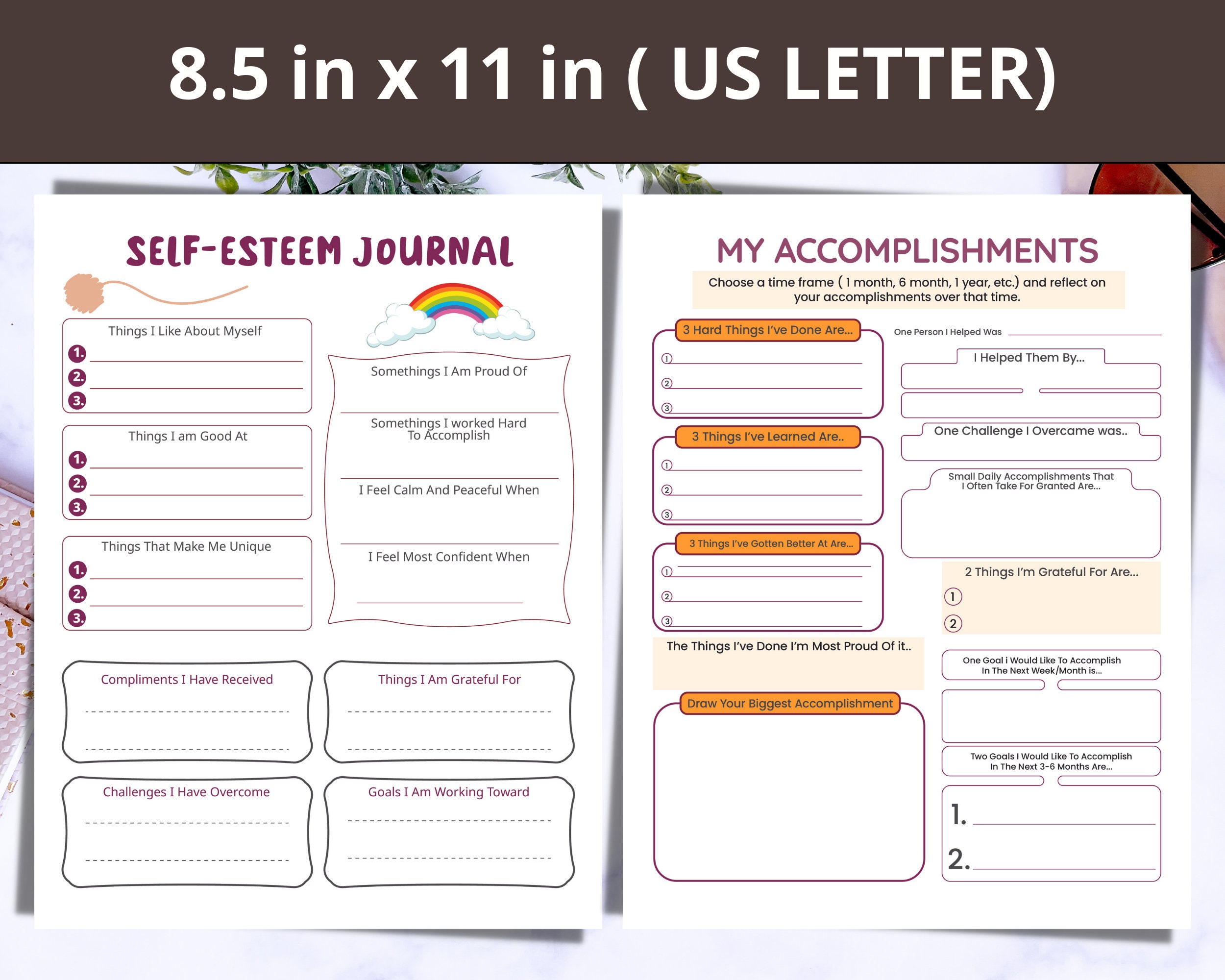 Daily Self-esteem Journal Printable Worksheet Child Therapy Counseling ...