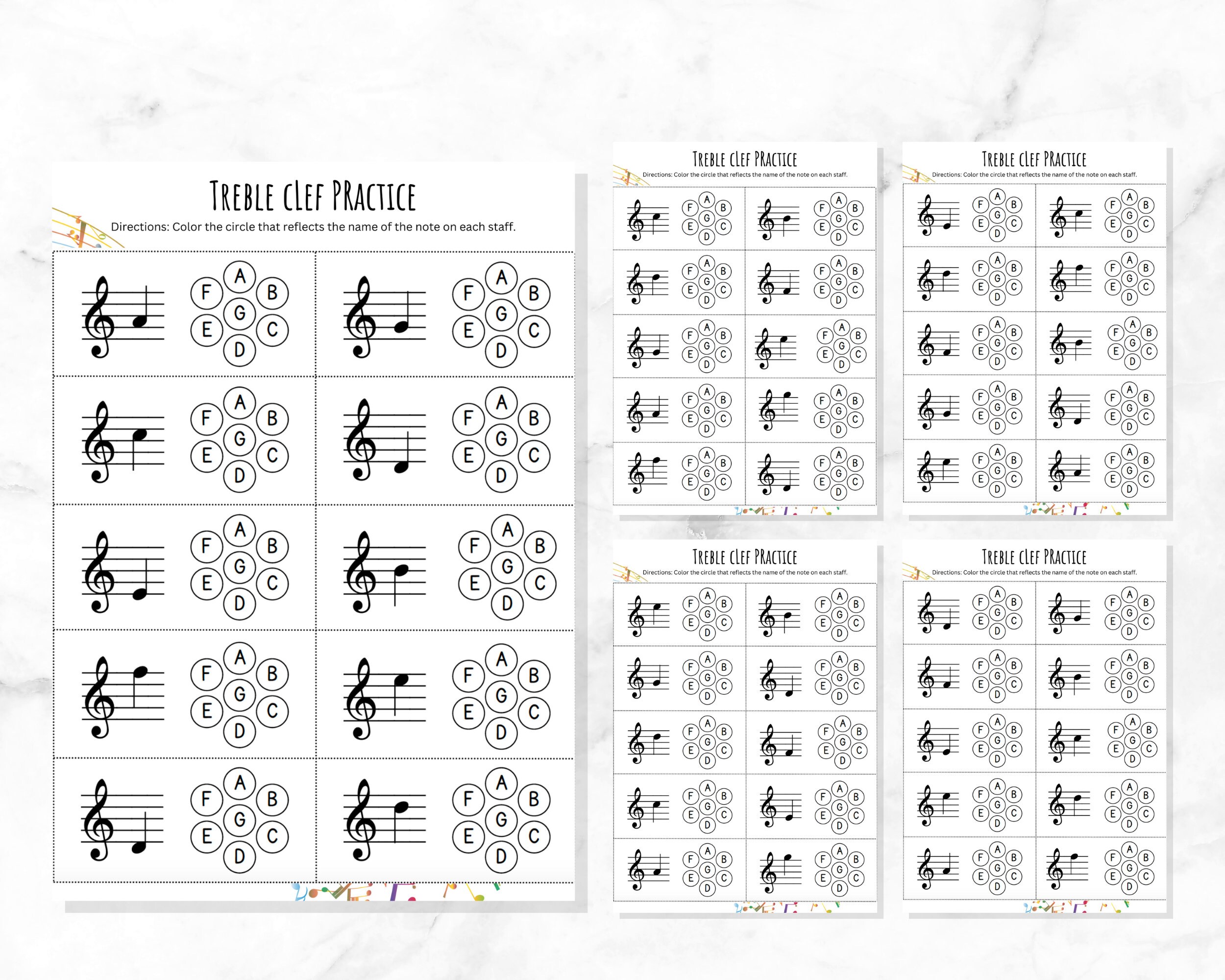 Music Notes Worksheets | Treble G and Bass F Clef Identify Music Note ...