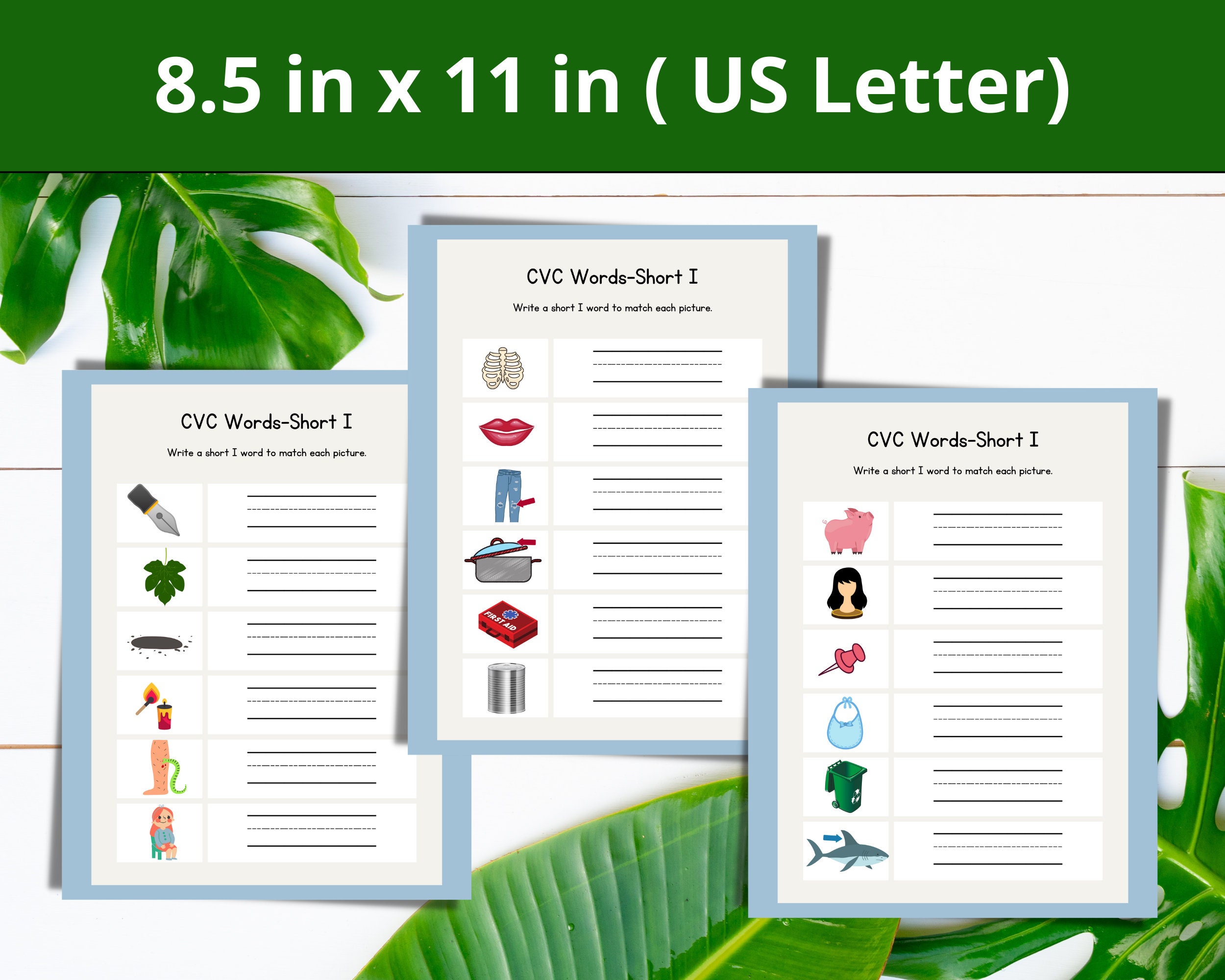 15 Pages of Short "i" CVC Words Worksheets for Kindergarten | CVC Words ...