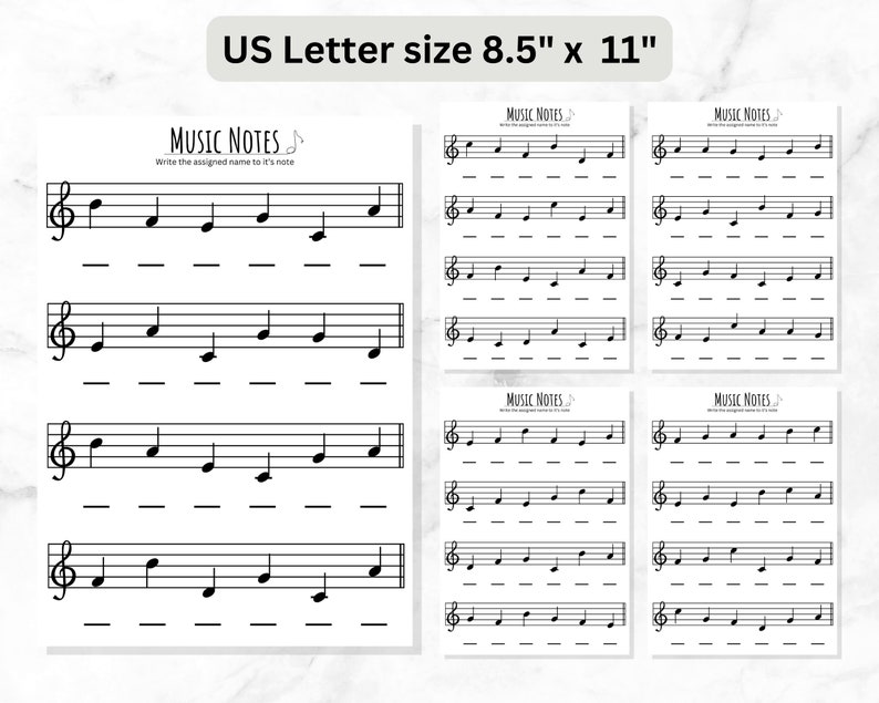 Music Notes Worksheets | Treble G and Bass F Clef Identify Music Note ...