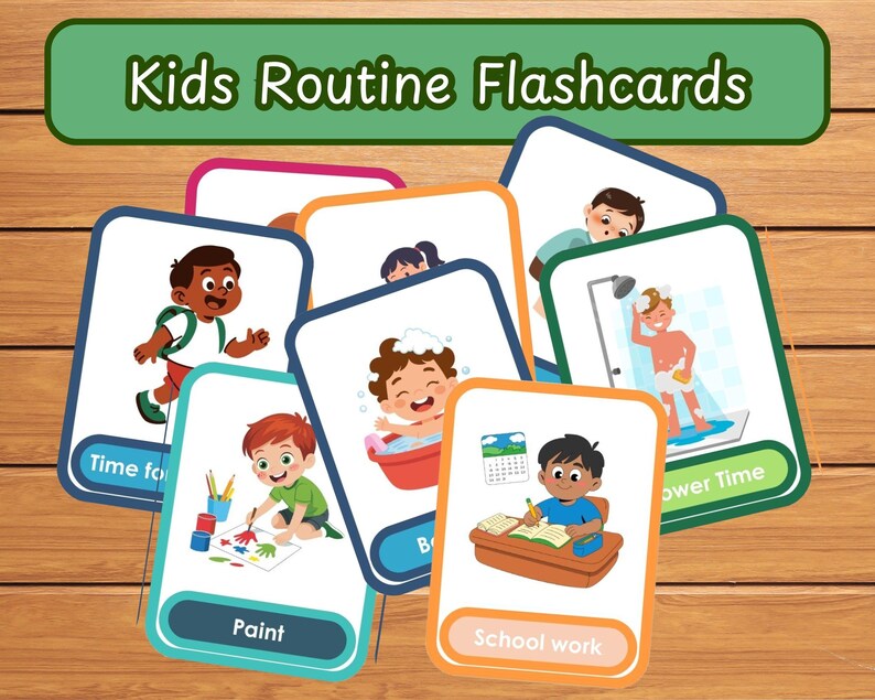 Kids Daily Routine Flashcards | Visual Schedule, Homeschool (printable ...
