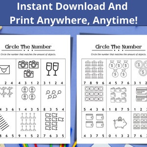 20 Pages Circle the Number Math's Worksheet | Count and Circle the ...