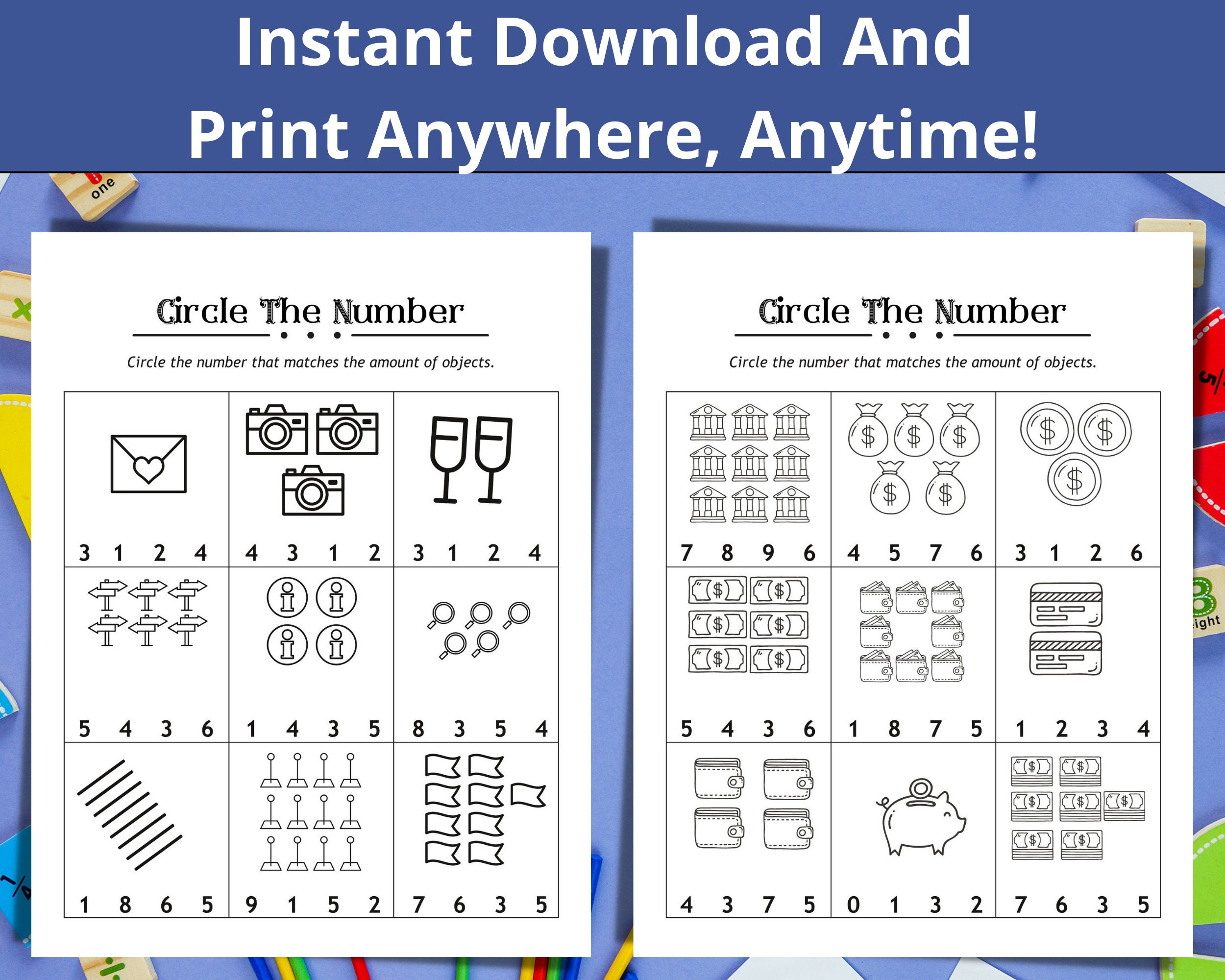 20 Pages Circle the Number Math's Worksheet | Count and Circle the ...