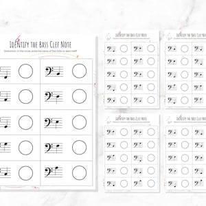 Music Notes Worksheets | Treble G and Bass F Clef Identify Music Note ...