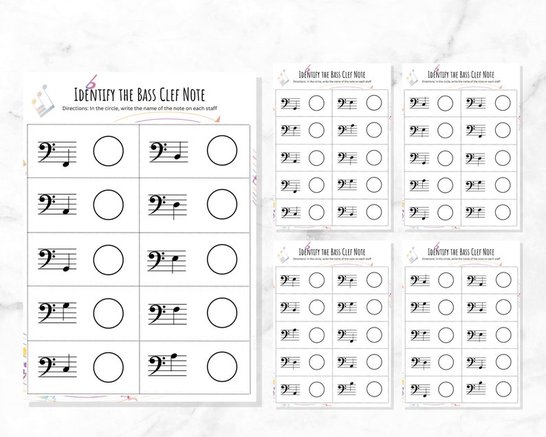 Music Notes Worksheets | Treble G and Bass F Clef Identify Music Note ...