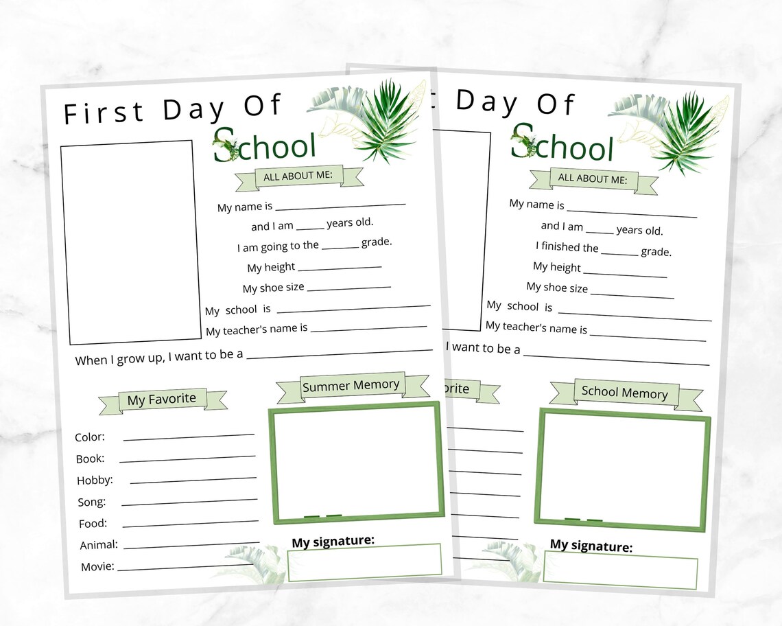 School Memory Box Keepsake for Kids First and Last Day Printable ...