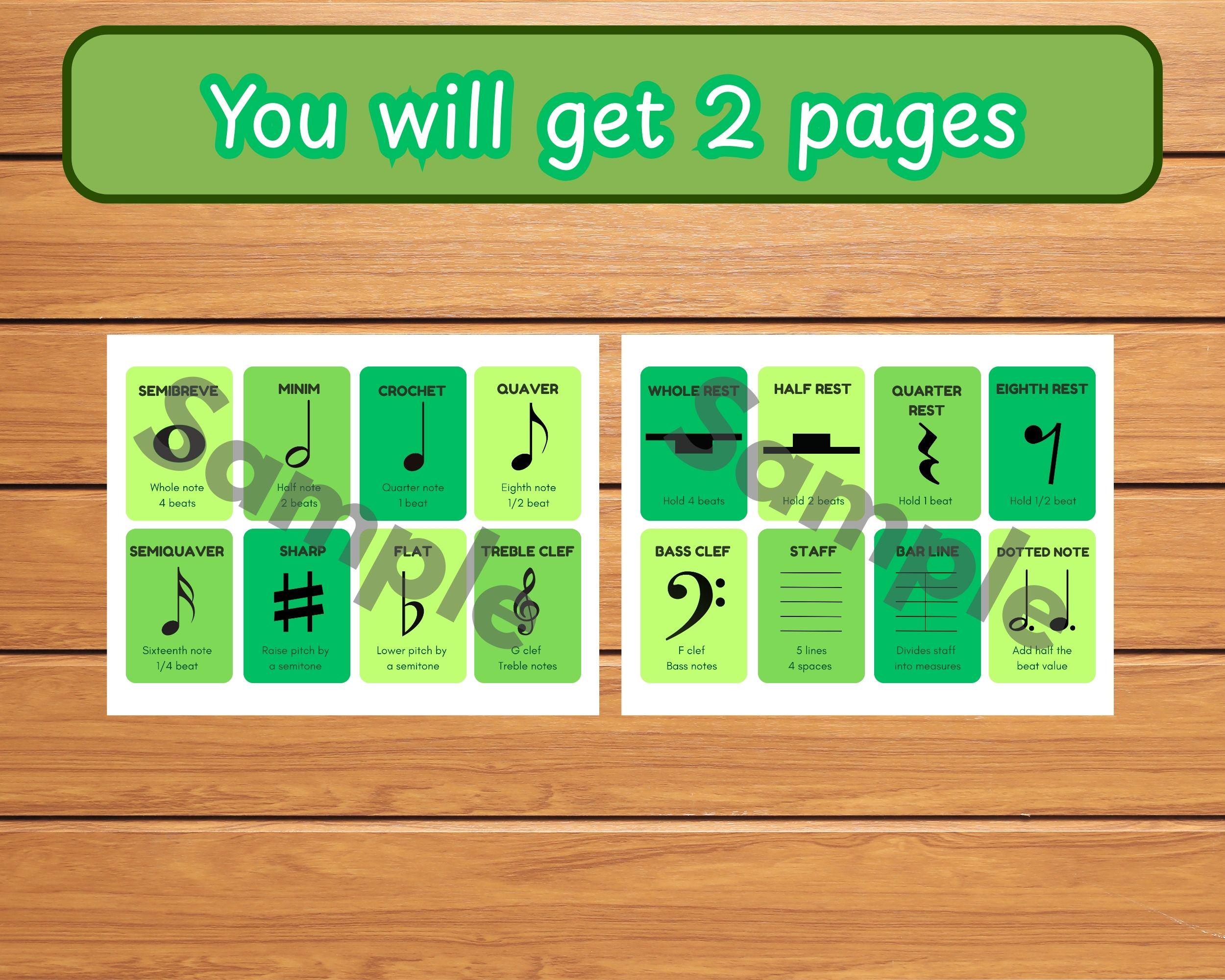 Music Note Flashcards for Kids | Beginner Music Learning - Etsy