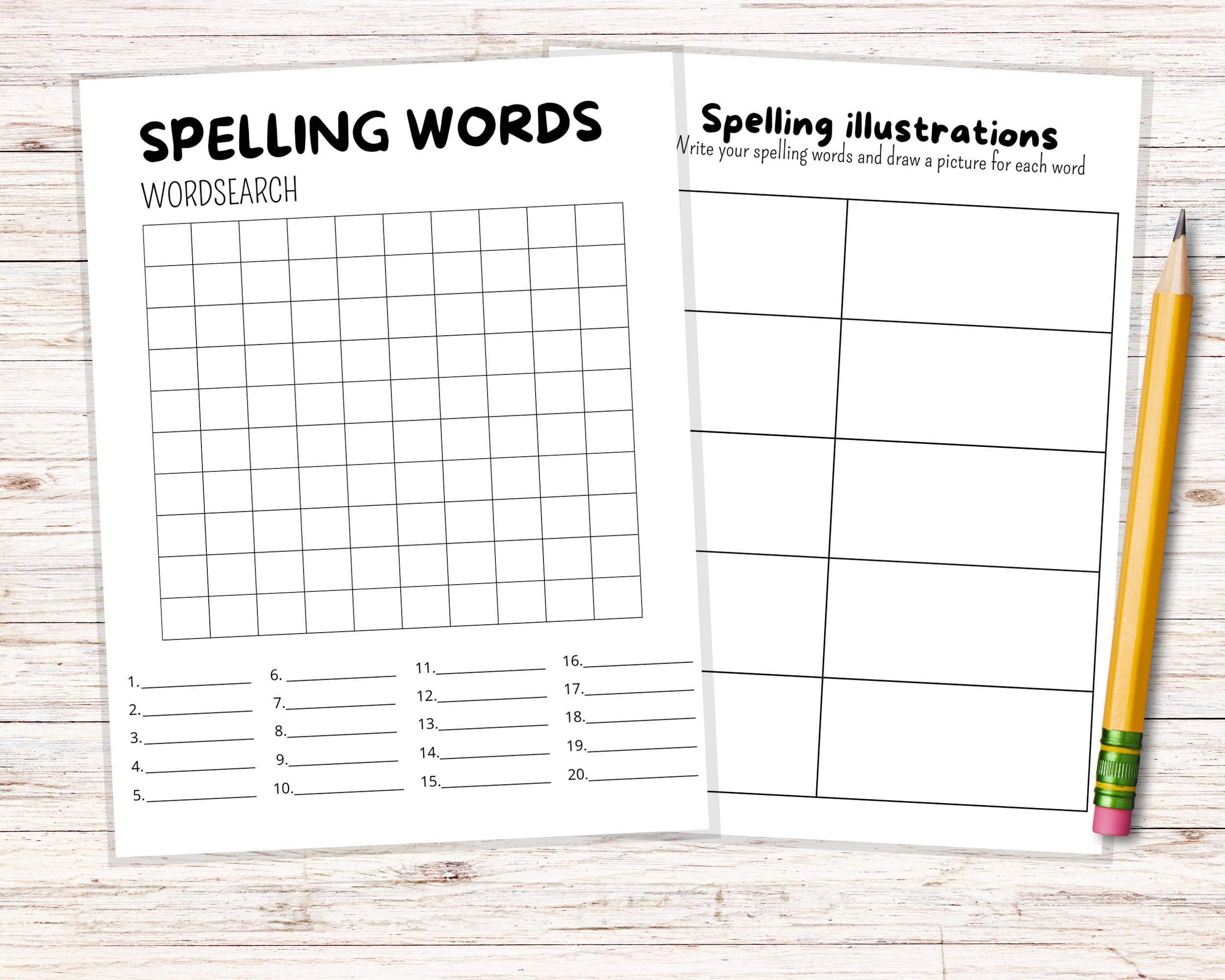 10 Spelling Words Practice Printable Worksheets for Elementary ...